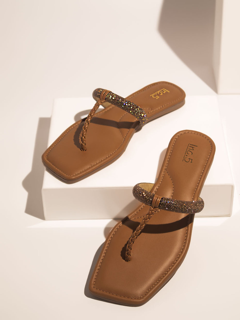 Buy Now Women Beige Textured Embellished Open Toe flats