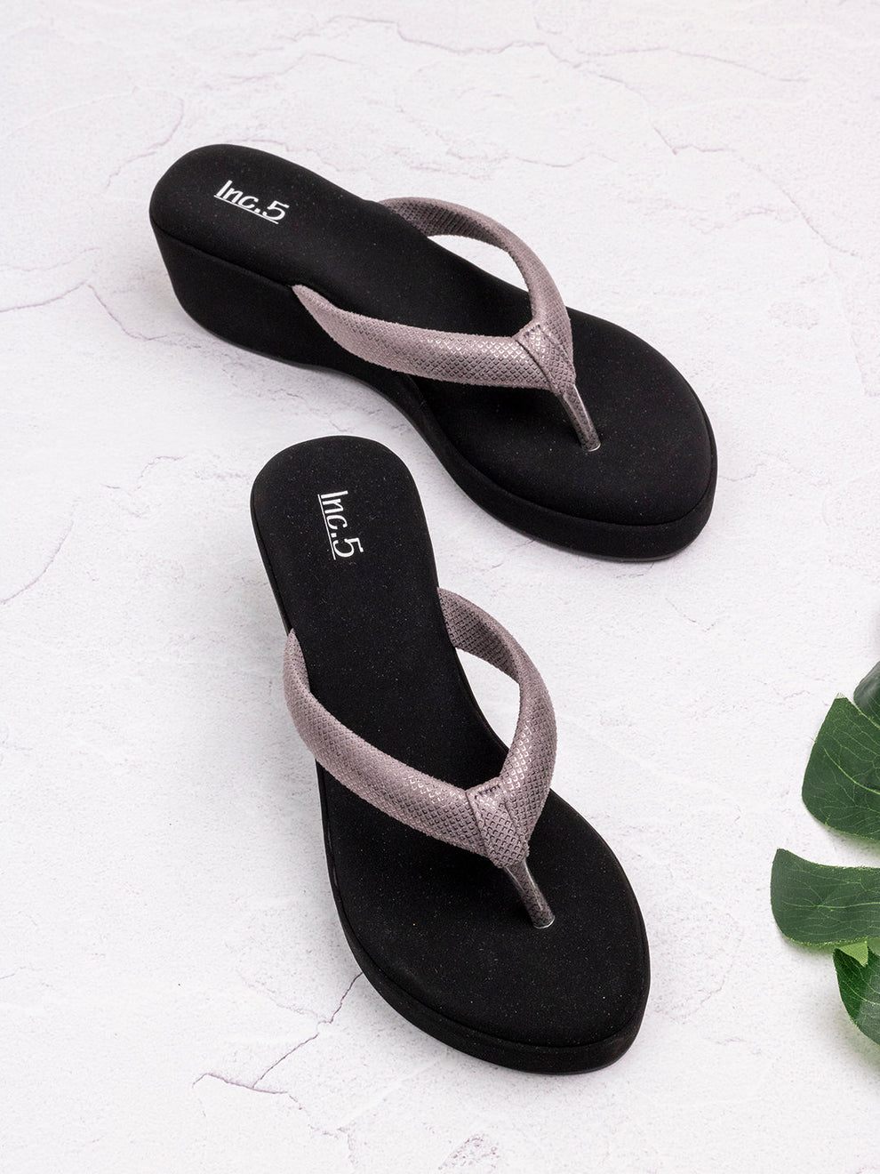 Buy Now Womens Grey Solid Round Toe Party Wear Wedge Heel Sandals